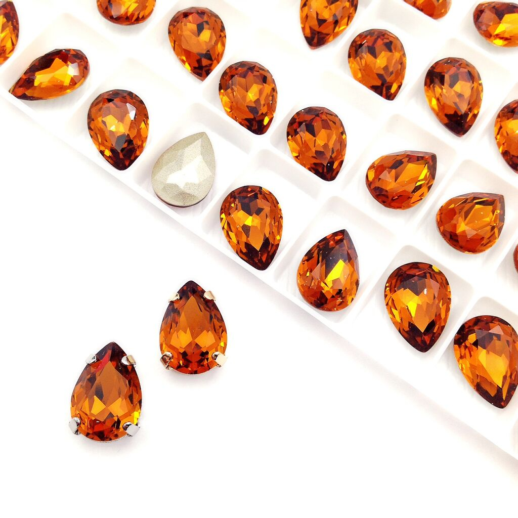 Кристалл Капля 14*10мм Dark Topaz - milano-lux.ru